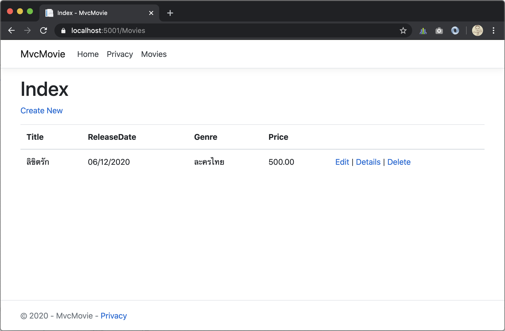 สร้าง Web Application เชื่อมกับ Sql Server Database ด้วย Aspnet Core Mvc แบบ Code First โดยใช้